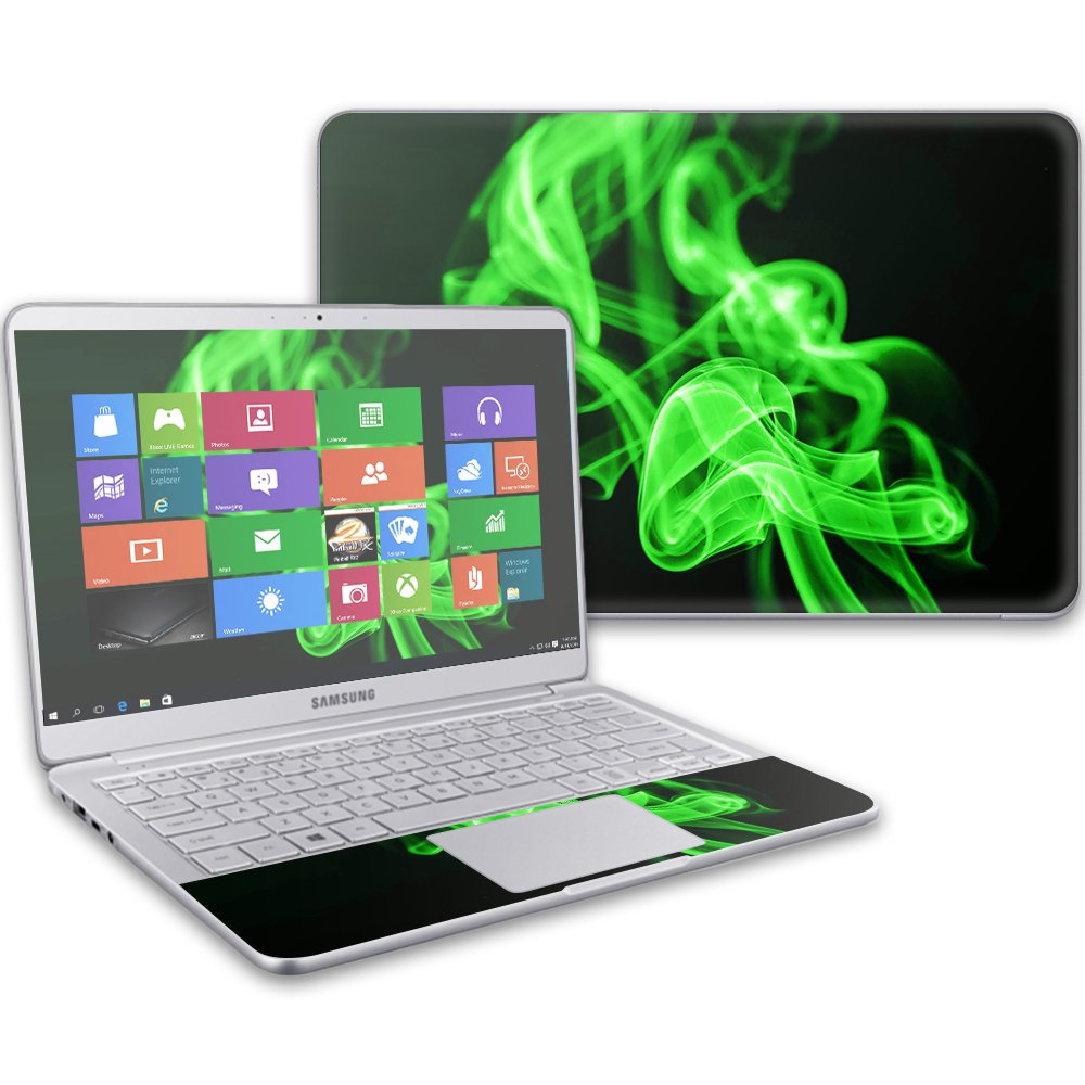 MightySkins Skin Compatible with Samsung Notebook 9 13" (2017) wrap Cover Sticker Skins Green Flames