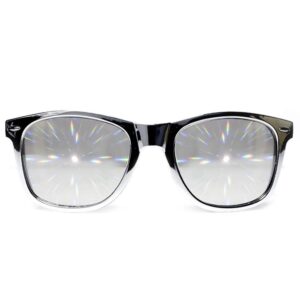 glofx chrome diffraction glasses – silver mirror - rave rainbow edm diffraction chrome silver