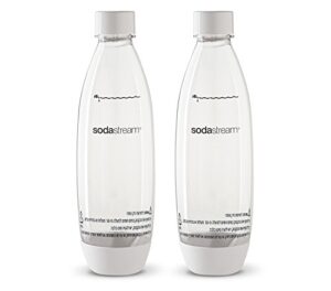 sodastream source 2 pack original white carbonating reusable water bottles 1 liter bpa-free fits only - play, source, power, spirit and fizzi soda makers