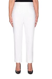 alfred dunner petite womens petiteclassic allure fit proportioned pant with elastic comfort waistband, white, 12p