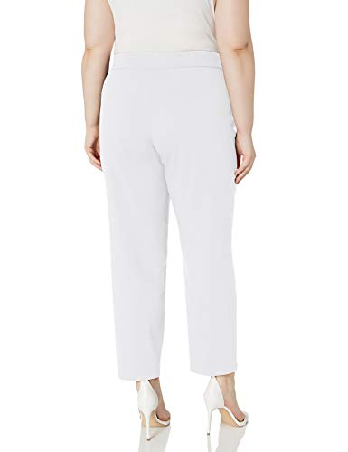 Alfred Dunner Petite Womens PetiteClassic Allure Fit Proportioned Pant with Elastic Comfort Waistband, White, 12P