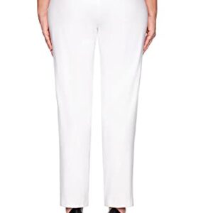 Alfred Dunner Petite Womens PetiteClassic Allure Fit Proportioned Pant with Elastic Comfort Waistband, White, 12P