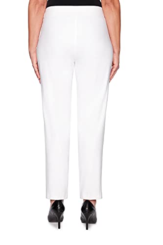 Alfred Dunner Petite Womens PetiteClassic Allure Fit Proportioned Pant with Elastic Comfort Waistband, White, 12P