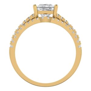 3.36 ct Princess Cut Clear Simulated Diamond 14k Yellow Gold Solitaire W/Accents Wedding Engagement Promise Ring size 8