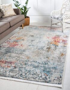 unique loom baracoa collection area rug - panamericana (5' 5" x 8' rectangle, cream/ blue)