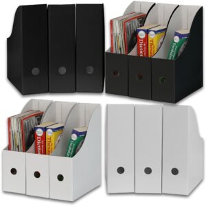 simple houseware white/black magazine file holder organizer box (pack of 12)