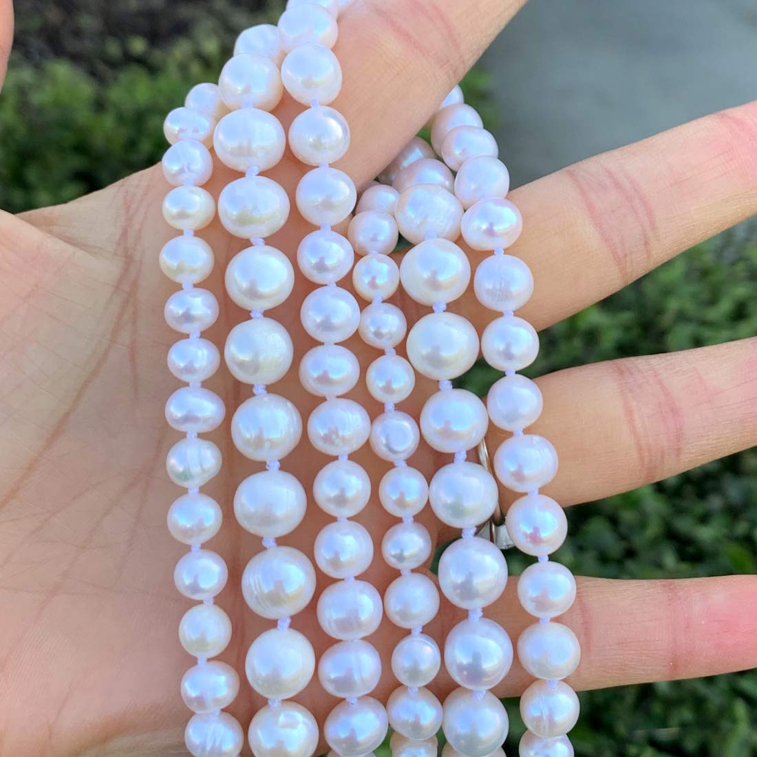 1 Strand Adabele Real Natural Grade A Round White Cultured Freshwater Pearl Organic Gemstone Necklace 16 Inch Long Single String Jewelry PN1-A67