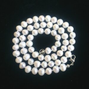 1 Strand Adabele Real Natural Grade A Round White Cultured Freshwater Pearl Organic Gemstone Necklace 16 Inch Long Single String Jewelry PN1-A67