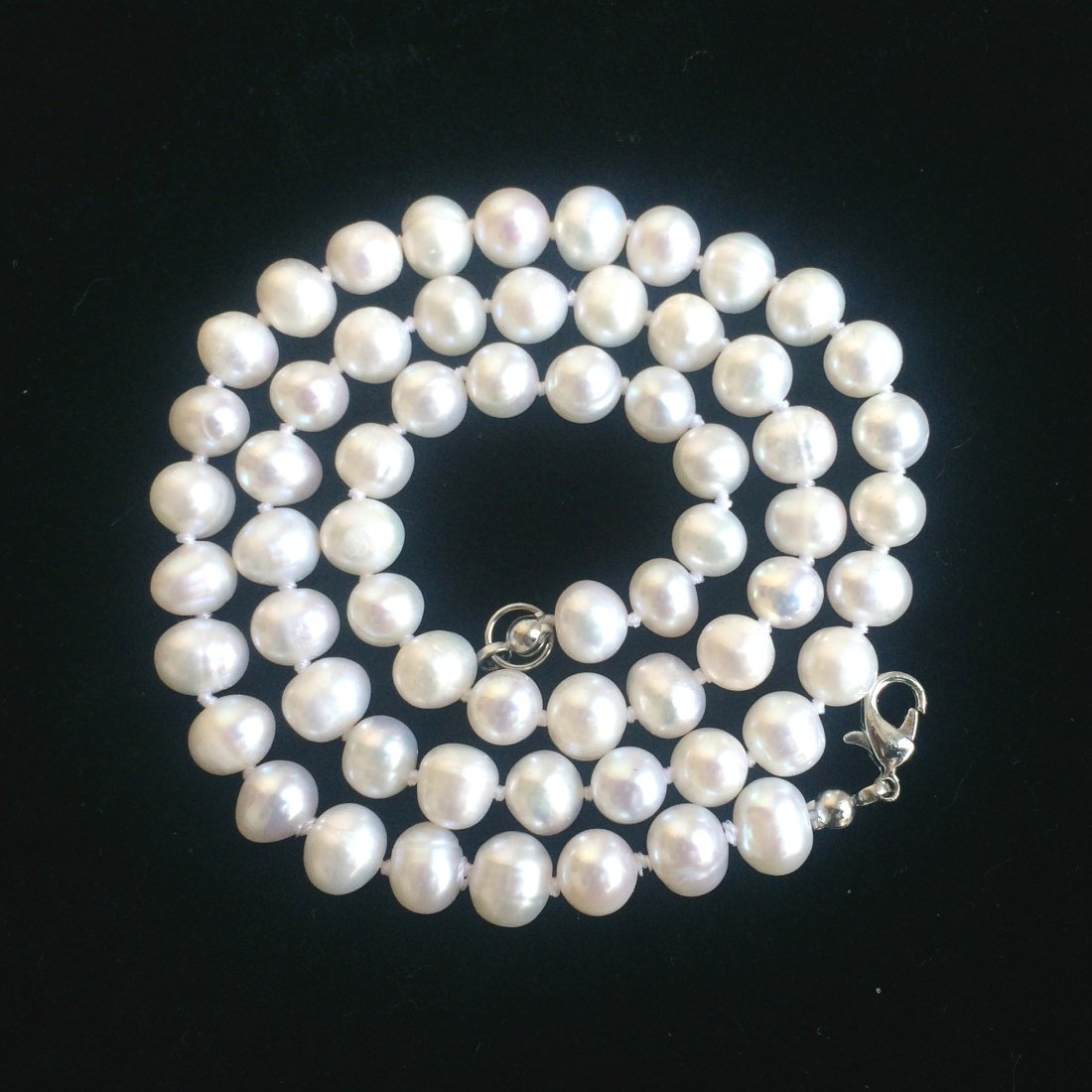 1 Strand Adabele Real Natural Grade A Round White Cultured Freshwater Pearl Organic Gemstone Necklace 16 Inch Long Single String Jewelry PN1-A67