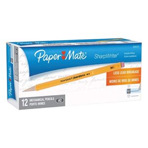 paper mate sharpwriter mechanical pencils, 0.7mm, hb #2, yellow, 24 count