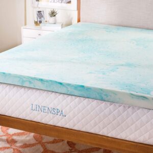 LINENSPA 3 Inch Gel Swirl Memory Foam Mattress Topper – Cooling Gel Infused – Pressure Relieving – CertiPUR Certified - Twin XL