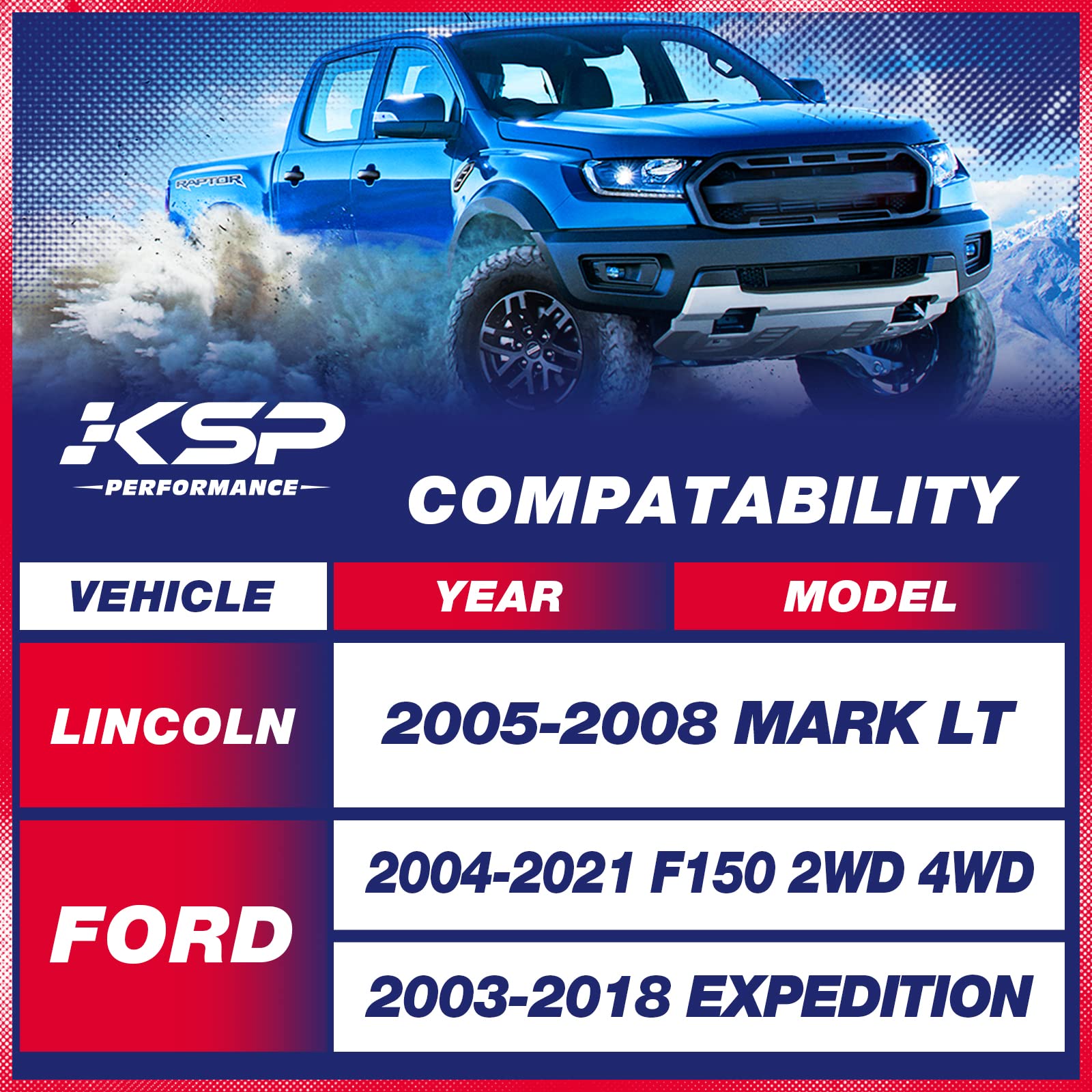 KSP 3in Level Lift Kits for F150 2004-2022,3" Front Leveling Lift Kits Compatible with Ford Expedition 03-18,Lincoln Mark LT 2005-2008, Aluminum Forged Strut Spacer Raise the Truck 3inch（Package of 2）