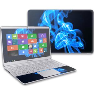 mightyskins skin compatible with samsung notebook 9 13" (2017) wrap cover sticker skins blue flames