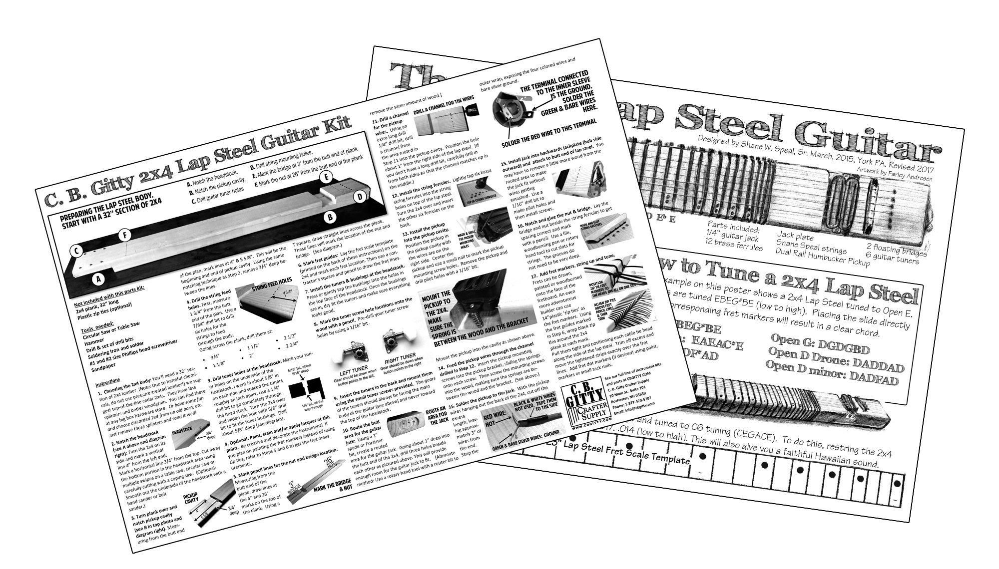 2x4 Lap Steel Guitar Kit - the DIY Slide Guitar - You supply the 2x4!