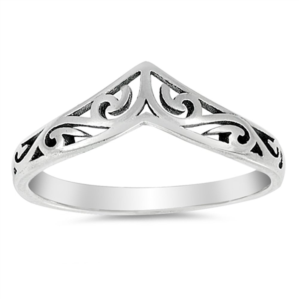 Filigree Celtic Chevron Thumb Ring 925 Sterling Silver Victorian Band Size 9