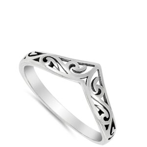 Filigree Celtic Chevron Thumb Ring 925 Sterling Silver Victorian Band Size 9