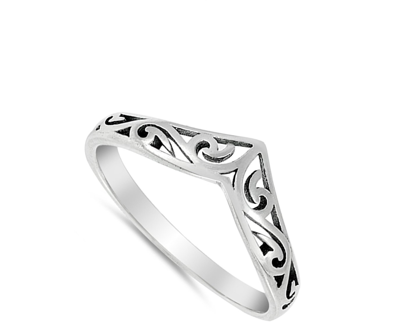 Filigree Celtic Chevron Thumb Ring 925 Sterling Silver Victorian Band Size 9