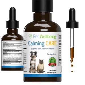 pet wellbeing calming care for cats - vet-formulated - supports calm & relaxed nervous system - natural herbal supplement 2 oz (59 ml)