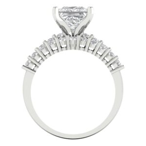 2.66 ct Princess Cut Clear Simulated Diamond 14k White Gold Solitaire W/Accents Wedding Engagement Promise Ring size 10.25