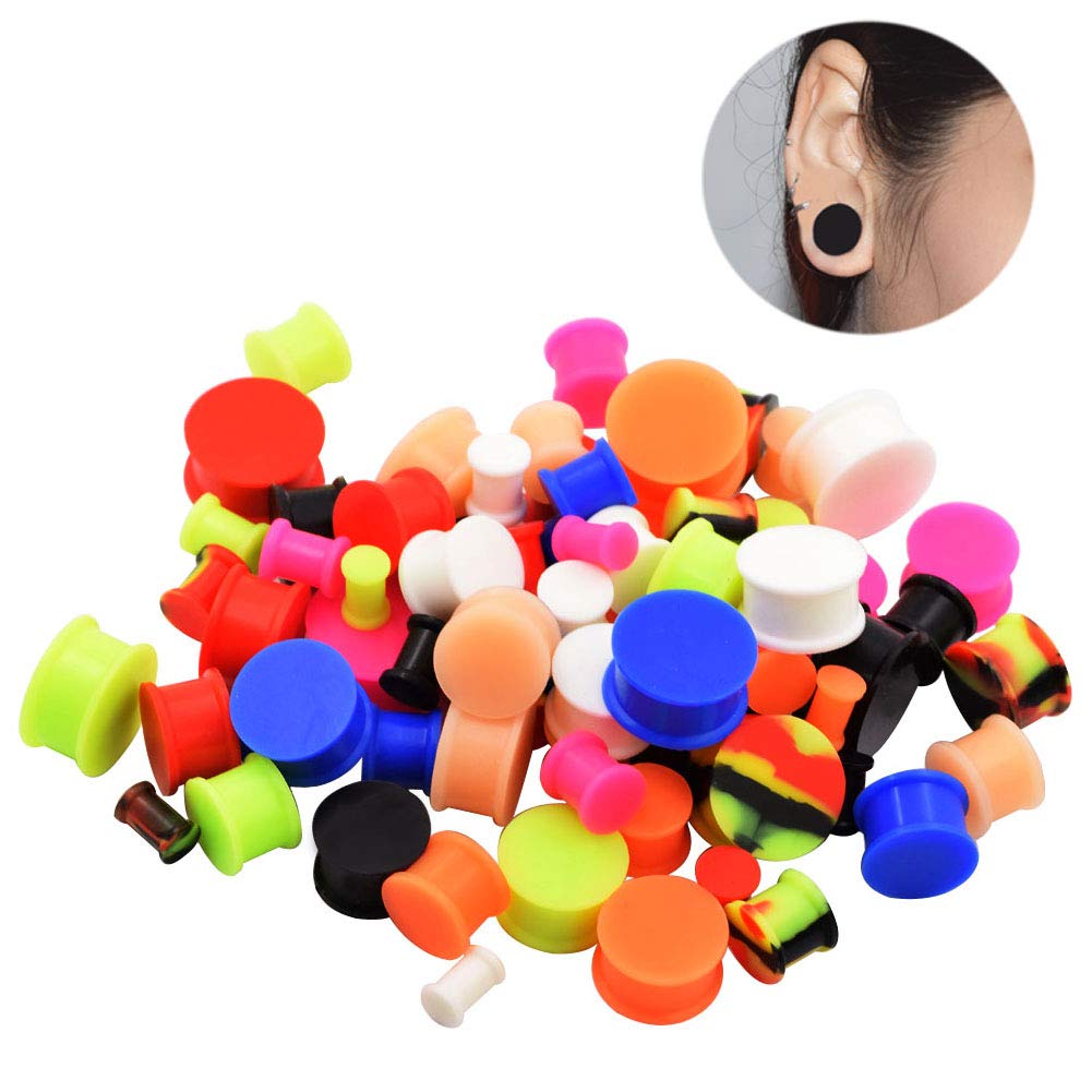 Stuppendux 54PCS Silicone Tunnels Ear Gauges Tunnels Plugs Stretchers Expander Mix Set for Women Men 3/4" 20mm