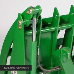 Titan Attachments 72in Clamshell Root Grapple Rake Fits John Deere Global Euro Loaders, Twin 3,000 PSI Cylinders, Brush Debris Landscaping Grapple