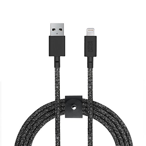 Native Union BELT Cable XL - 10ft Ultra-Strong Reinforced [MFi Certified] Durable Lightning to USB Charging Cable with Leather Strap compatible with iPhone 14, iPhone 13, iPhone 12 and Earlier(Cosmos)