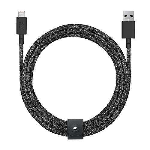 Native Union BELT Cable XL - 10ft Ultra-Strong Reinforced [MFi Certified] Durable Lightning to USB Charging Cable with Leather Strap compatible with iPhone 14, iPhone 13, iPhone 12 and Earlier(Cosmos)