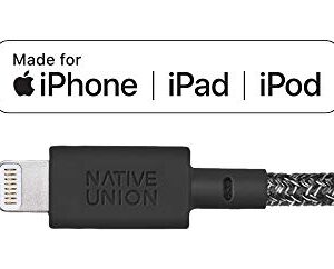 Native Union BELT Cable XL - 10ft Ultra-Strong Reinforced [MFi Certified] Durable Lightning to USB Charging Cable with Leather Strap compatible with iPhone 14, iPhone 13, iPhone 12 and Earlier(Cosmos)