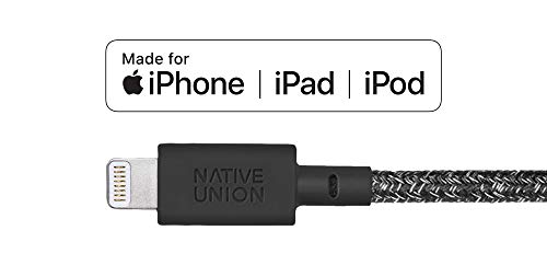 Native Union BELT Cable XL - 10ft Ultra-Strong Reinforced [MFi Certified] Durable Lightning to USB Charging Cable with Leather Strap compatible with iPhone 14, iPhone 13, iPhone 12 and Earlier(Cosmos)