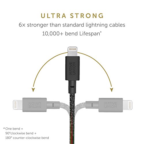 Native Union BELT Cable XL - 10ft Ultra-Strong Reinforced [MFi Certified] Durable Lightning to USB Charging Cable with Leather Strap compatible with iPhone 14, iPhone 13, iPhone 12 and Earlier(Cosmos)