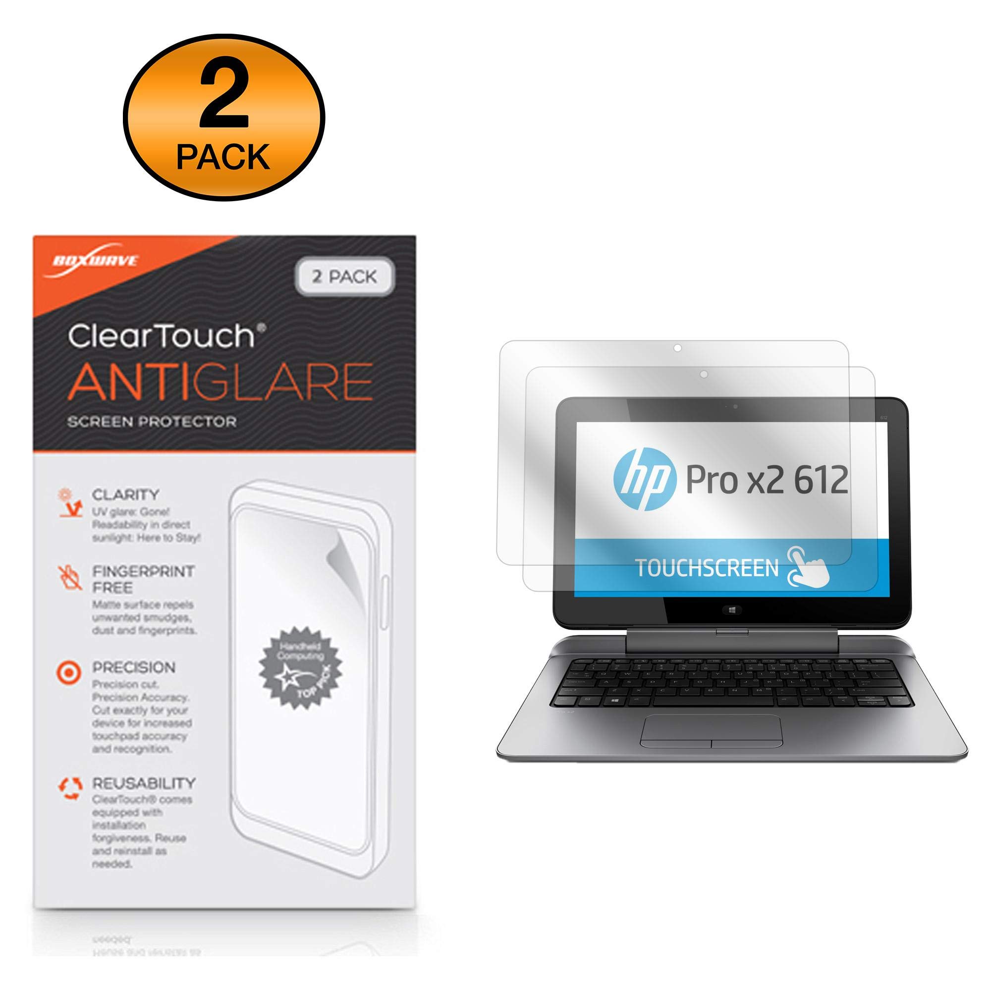 BoxWave Screen Protector Compatible with HP Pro x2 612 G2 - ClearTouch Anti-Glare (2-Pack), Anti-Fingerprint Matte Film Skin for HP Pro x2 612 G2