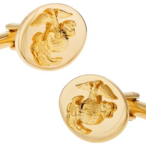 Cuff-Daddy Gold USMC Marine Corp Eagle, Globe & Anchor Officer Cufflinks with Presentation Box