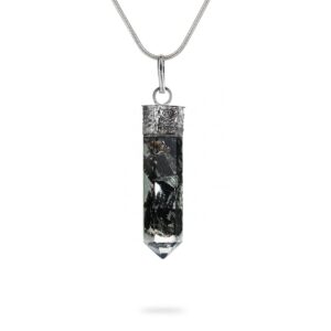 ayana piezo black tourmaline necklace for women - hex pencil pendant with bionized black tourmaline crystals, cho ku rei reiki charged orgonite chakra protection necklaces