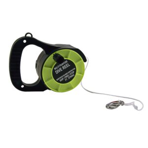 promate scuba dive reel line with plastic handle spool, yellow, 150 feet string