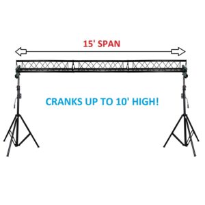 15' Wide Crank Triangular Trussing Mobile DJ Lighting Truss System Triangle 10" Diameter Trussing Instead of 6" Like Other Brands