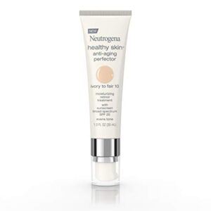 neutrogena healthy skin anti-aging perfector tinted facial moisturizer and retinol treatment with broad spectrum spf 20 sunscreen with titanium dioxide, 10 ivory to fair, 1 fl. oz