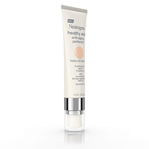 Neutrogena Healthy Skin Anti-Aging Perfector Tinted Facial Moisturizer and Retinol Treatment with Broad Spectrum SPF 20 Sunscreen with Titanium Dioxide, 10 Ivory to Fair, 1 fl. oz