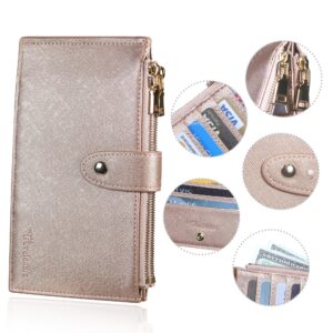 Travelambo Wallet Women RFID Blocking Bifold Multi Card Wallet Case with Zipper Pocket RFID Wallet Women