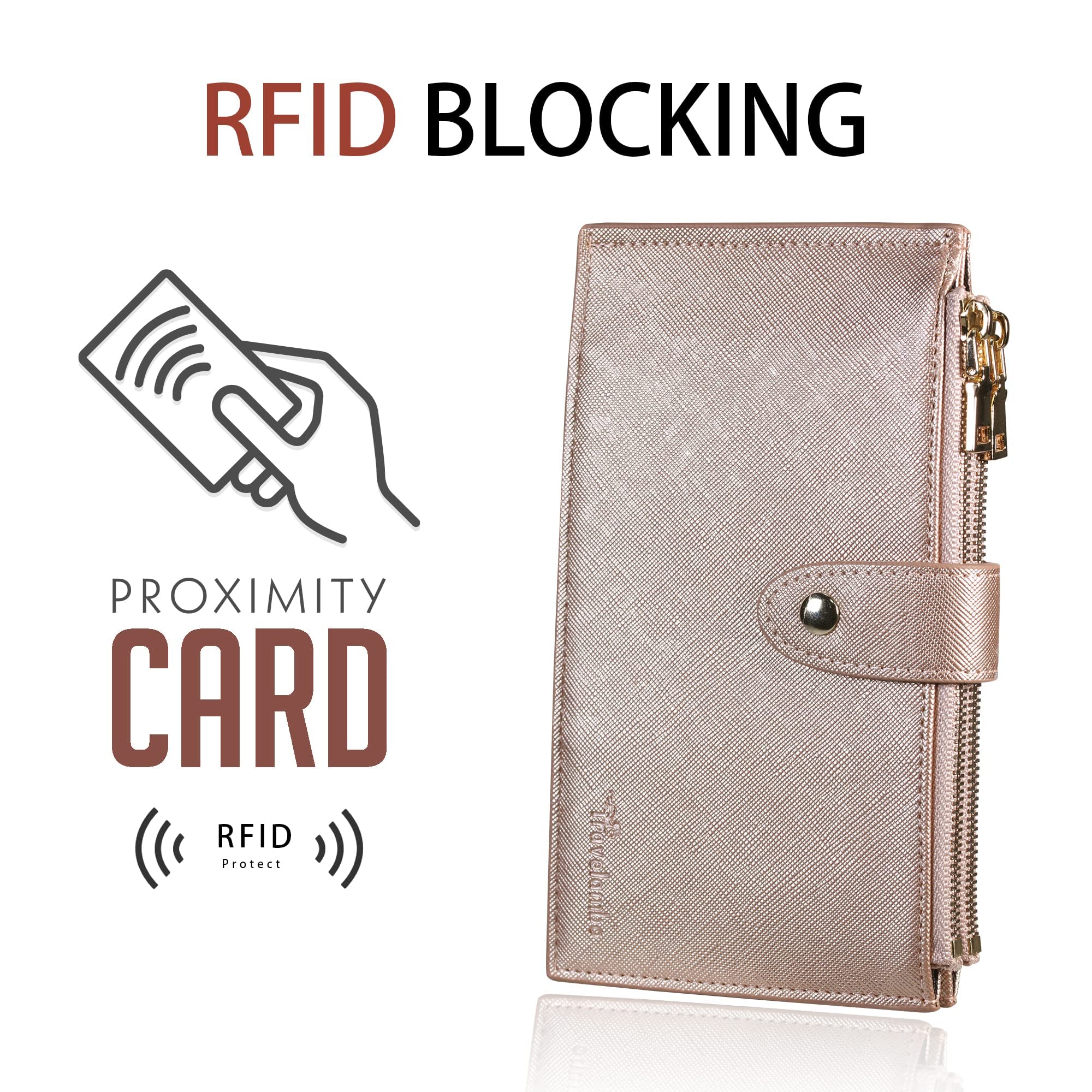 Travelambo Wallet Women RFID Blocking Bifold Multi Card Wallet Case with Zipper Pocket RFID Wallet Women