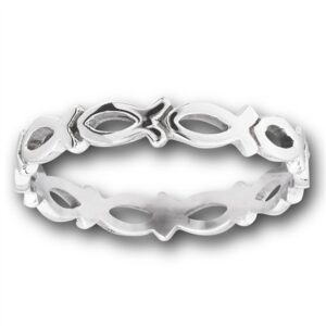 eternity christian fish stackable ichthus ring stainless steel band size 7