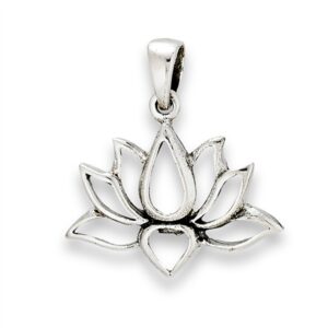 flower lotus pendant .925 sterling silver symbol strength om peace transformation charm