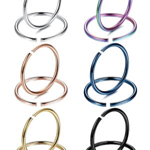 FIBO STEEL 18G 5PCS Stainless Steel Body Jewelry Piercing Nose Ring Hoop Nose Piercing