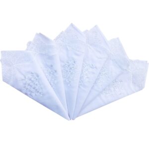 womens white flower embroidered 100% cotton handkerchiefs lace