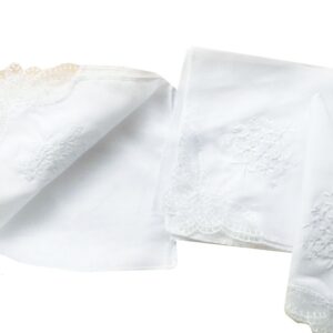 Womens White Flower Embroidered 100% Cotton Handkerchiefs Lace