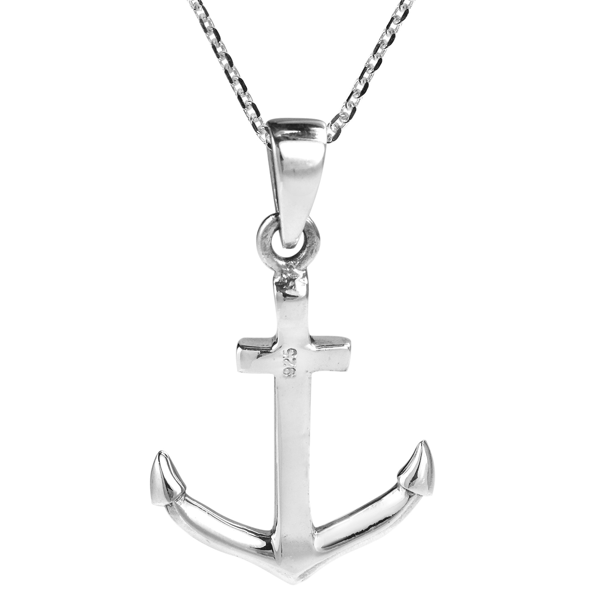 AeraVida Nautical Anchor Cross of Hope .925 Sterling Silver Pendant Necklace