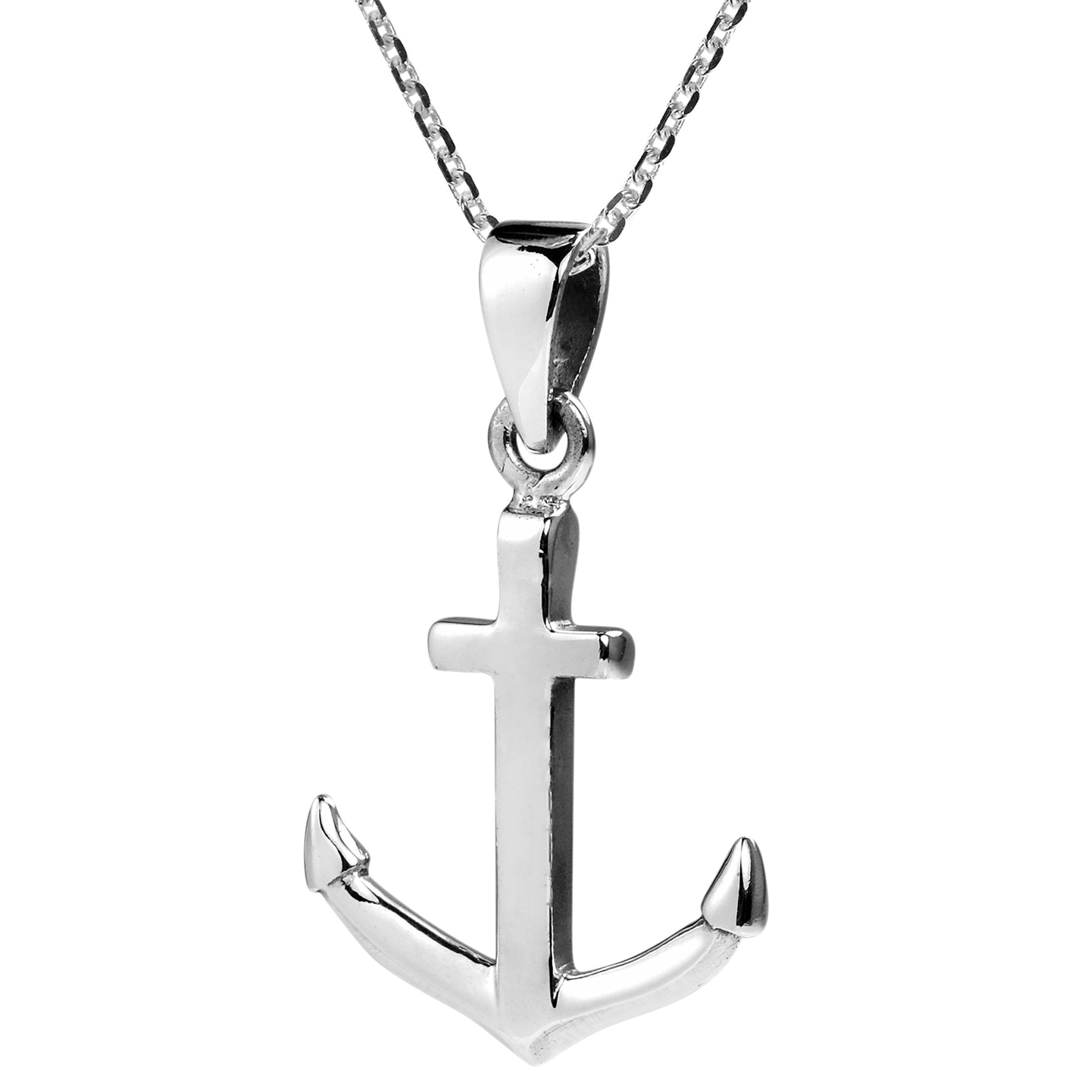 AeraVida Nautical Anchor Cross of Hope .925 Sterling Silver Pendant Necklace