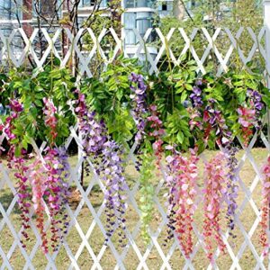 DearHouse 12 Pack 1 Piece 3.6 Feet Artificial Fake Wisteria Vine Ratta Hanging Garland Silk Flowers String Home Party Wedding Decor (Pink)