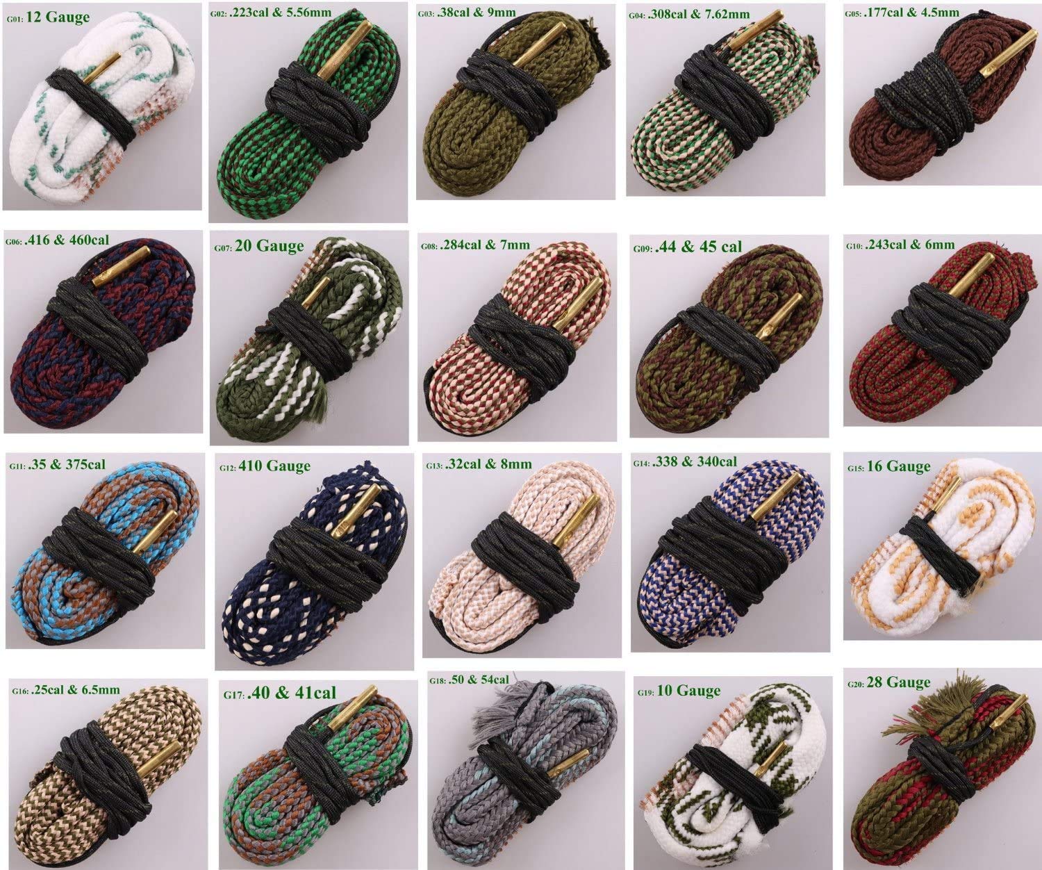 AIMEE-JL New Bore Cleaner .40 Cal .41 Cal Gun Barrel Cleaning Rope Rifle/Pistol/Shotgun Brass Brush Cleaning Cord