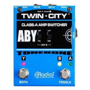 radial bones twin city active aby amp switcher pedal with zorro polishing cloth