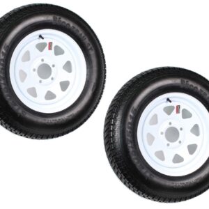 eCustomrim 2-Pack Trailer Tire On Rim ST205/75D15 F78 205/75 LRC 5 Lug White Spoke Wheel - 2 Year Warranty w/Free Roadside